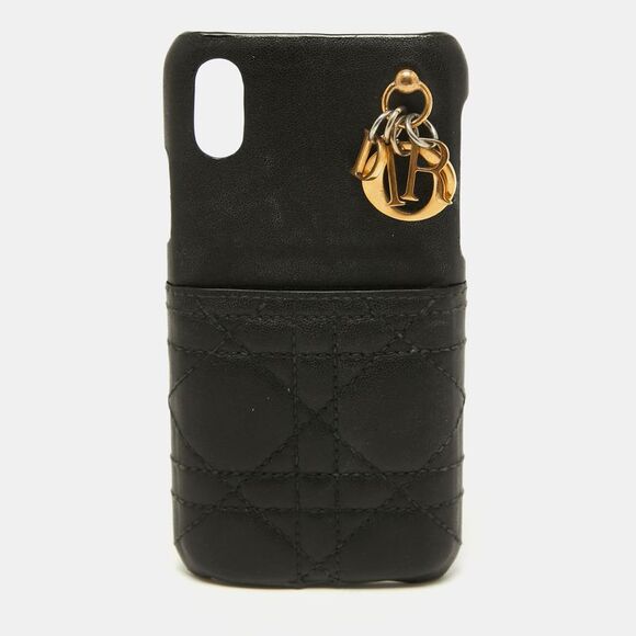 Dior | Accessories | Dior Black Cannage Leather Lady Dior Iphone X Case ...